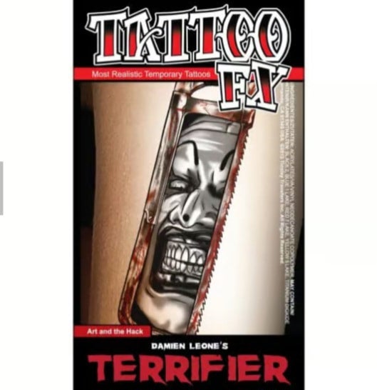 Terrifier - Art's Hacksaw Tattoo | ScarePros Halloween & Horror